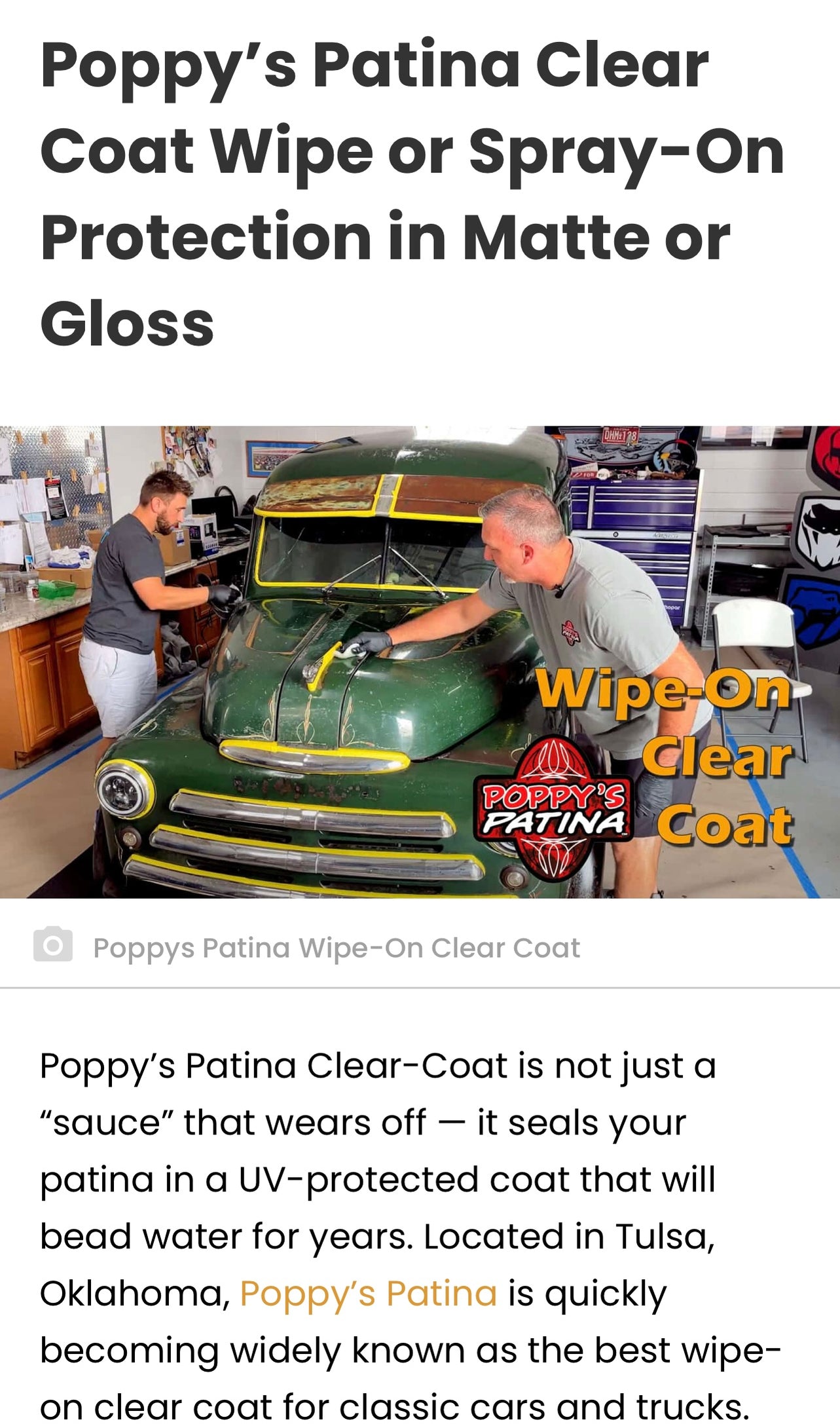 Poppy's Patina - The Original Patina Clear Coat.