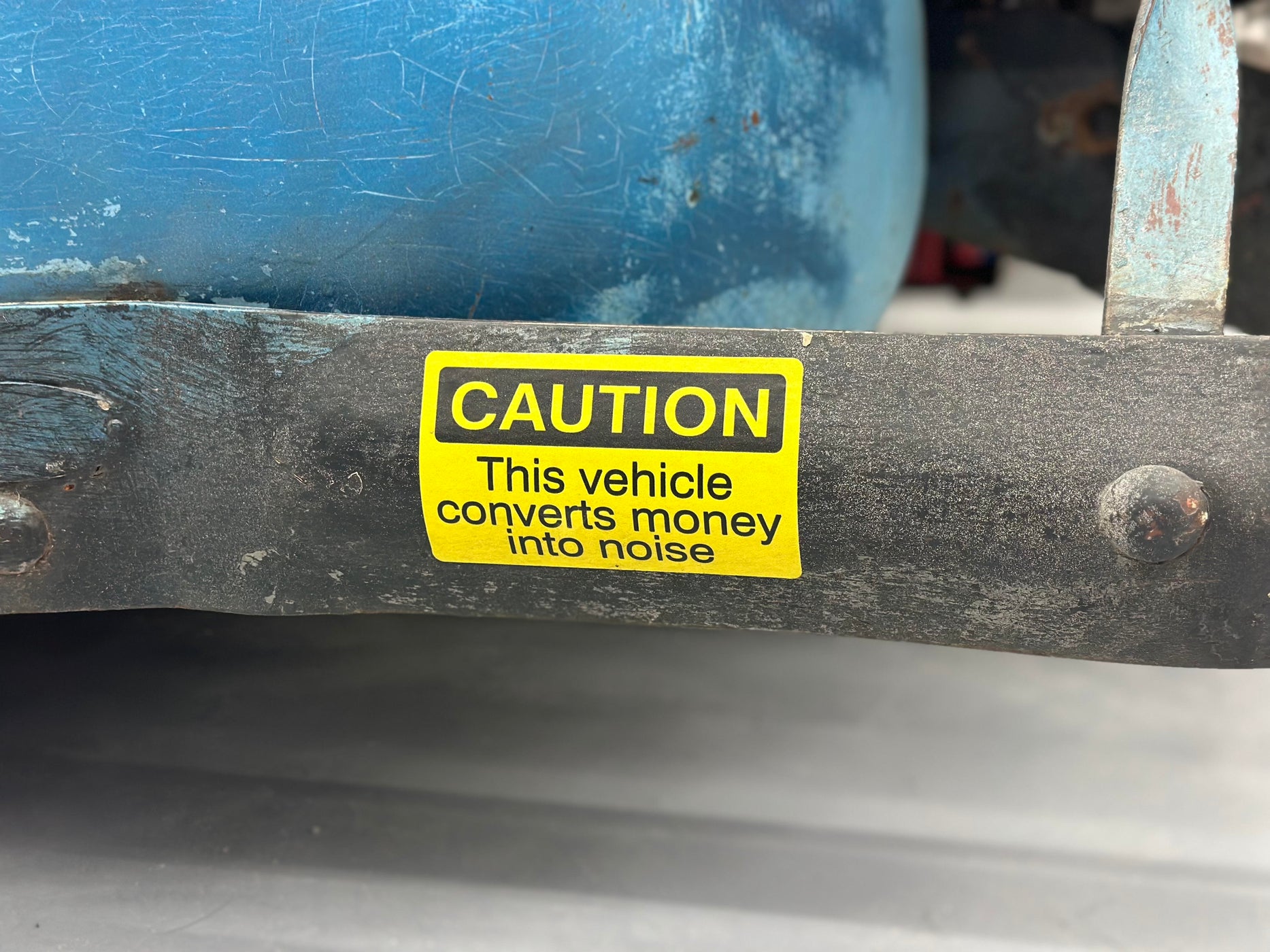 This vehicle coverts money into noise -Sticker — Poppy's Patina